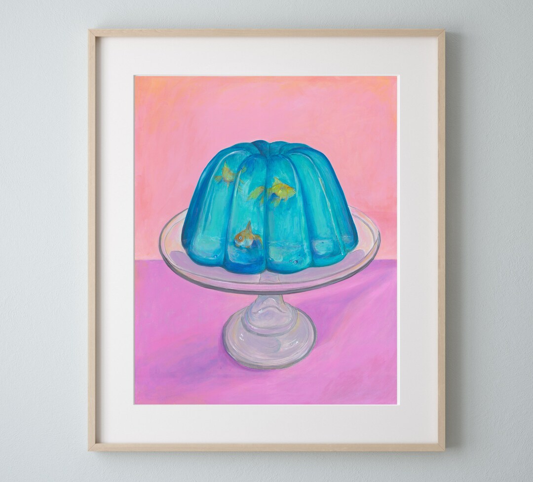 Goldfish Swimming in Blue Jello. Print From My Original - Etsy