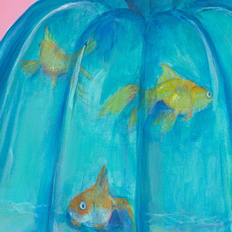 Goldfish Swimming in Blue Jello. Print From My Original Painting. - Etsy