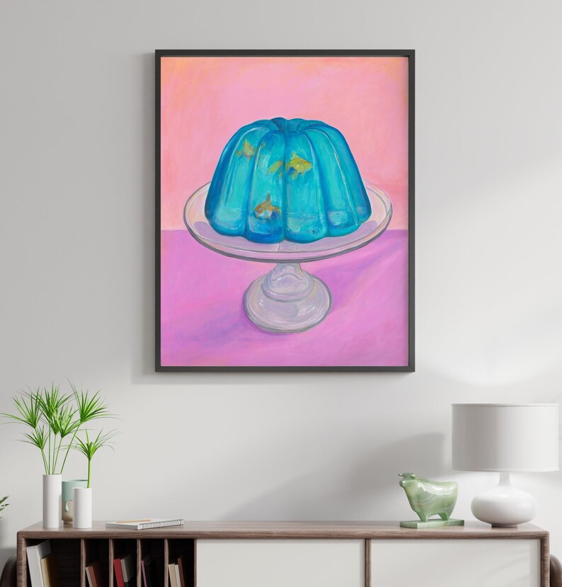 Goldfish Swimming in Blue Jello. Print From My Original - Etsy