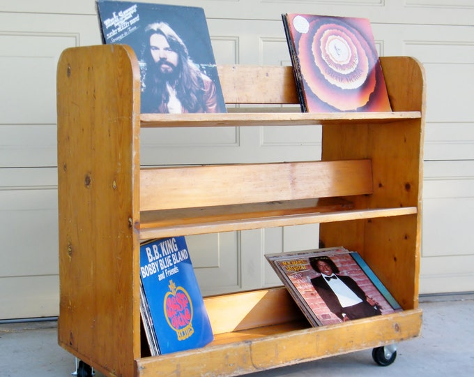 Vintage Wooden Library Book Cart - Rolling Book Cart - Library Cart - Etsy