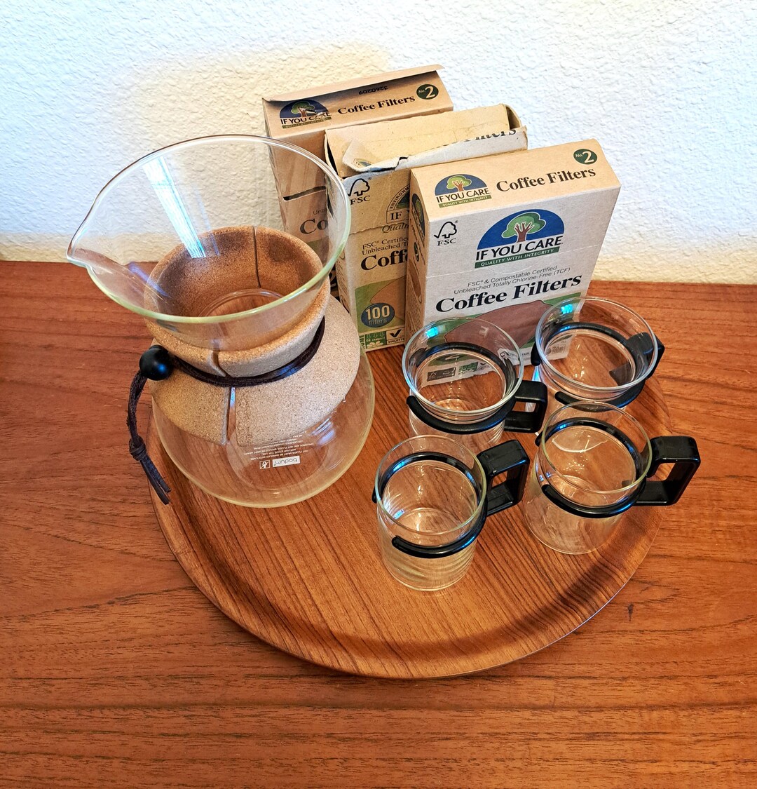 Coffee Lover Set: Bodum 157 Pour Over Carafe, Bodum Cups, Teak Serving ...