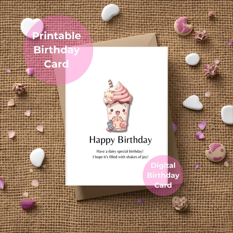PRINTABLE Birthday Card for Her Funny Milkshake Birthday Card Happy ...
