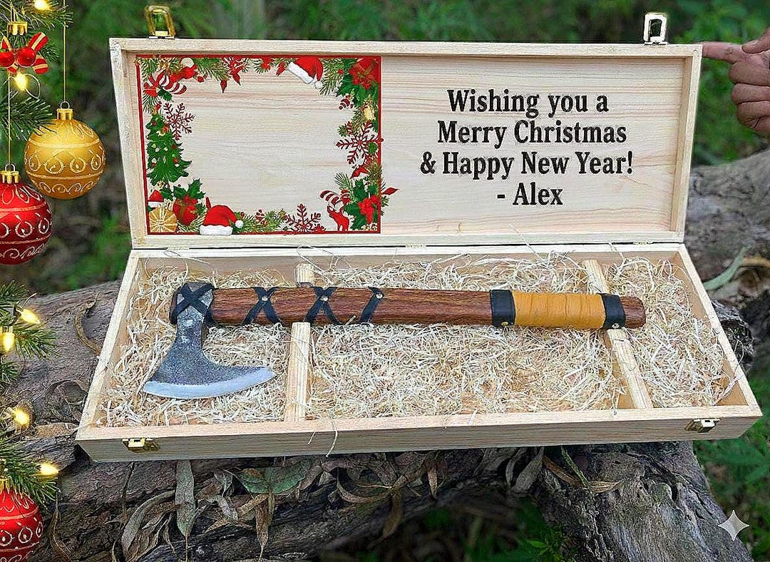 Personalised Viking Axe Gift – Custom Engraved Hatchet With Wooden Box ...