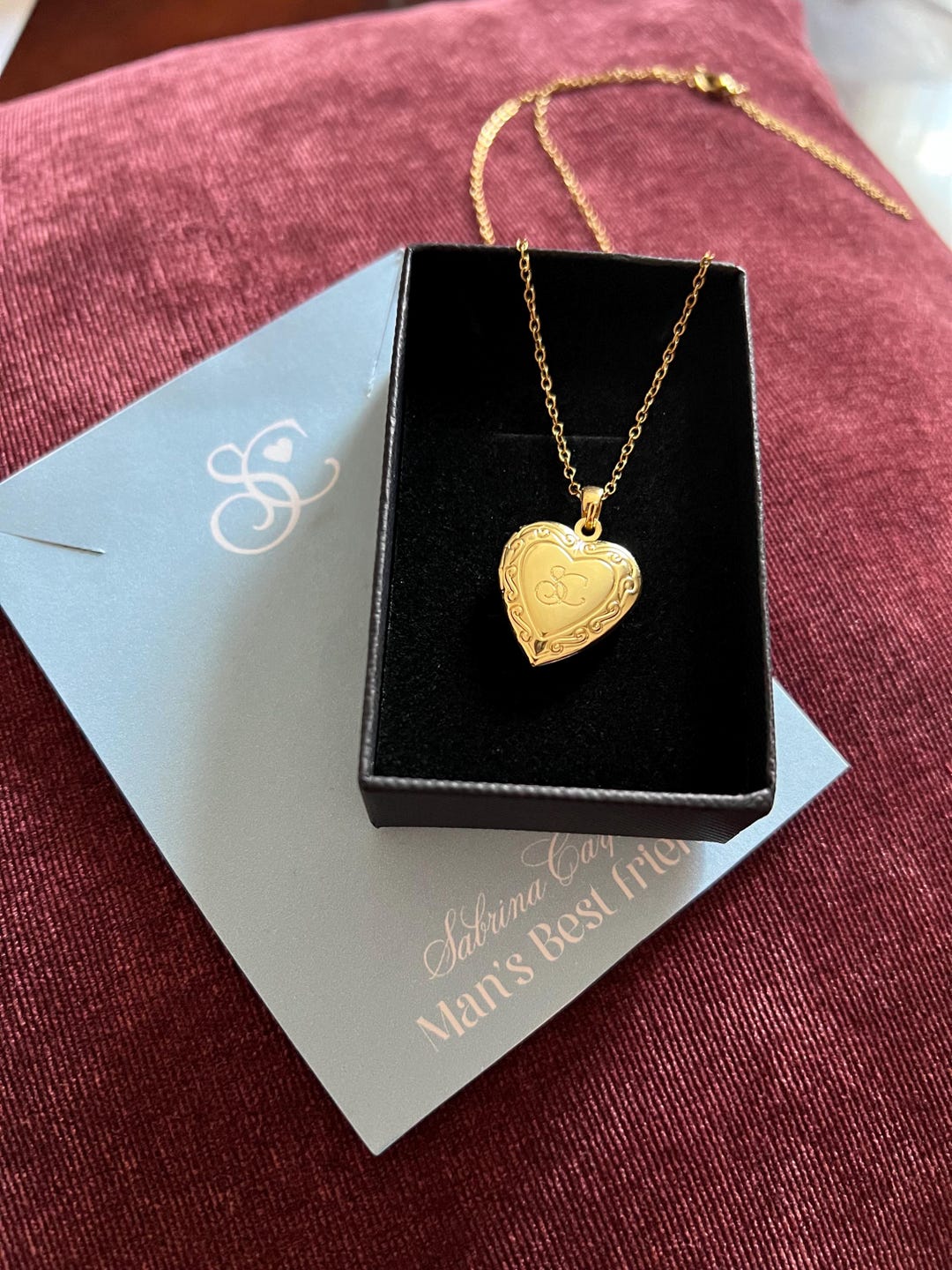 Sabrina Carpenter Necklace. Heart Locket Necklace With SC Initials - Etsy