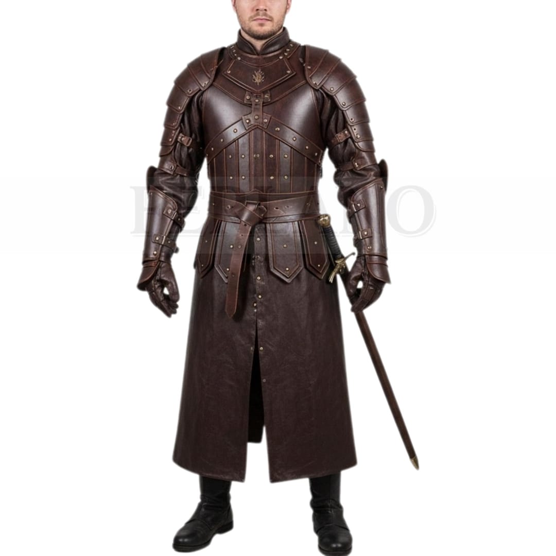 Medieval Knight Leather Armor Costume: Brown Warrior Cosplay Outfit - Etsy