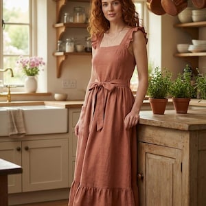 Easy Sew Vintage Women Fancy Bib Apron Pattern, Pinafore Patterns ...