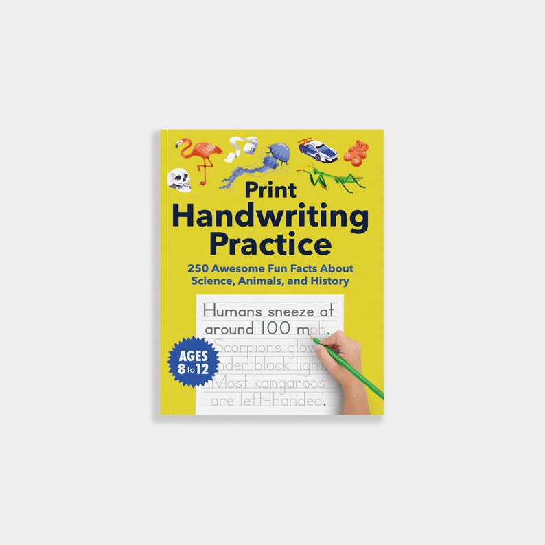 Fun Facts Handwriting Practice Workbook: Science, Animals, History - Etsy
