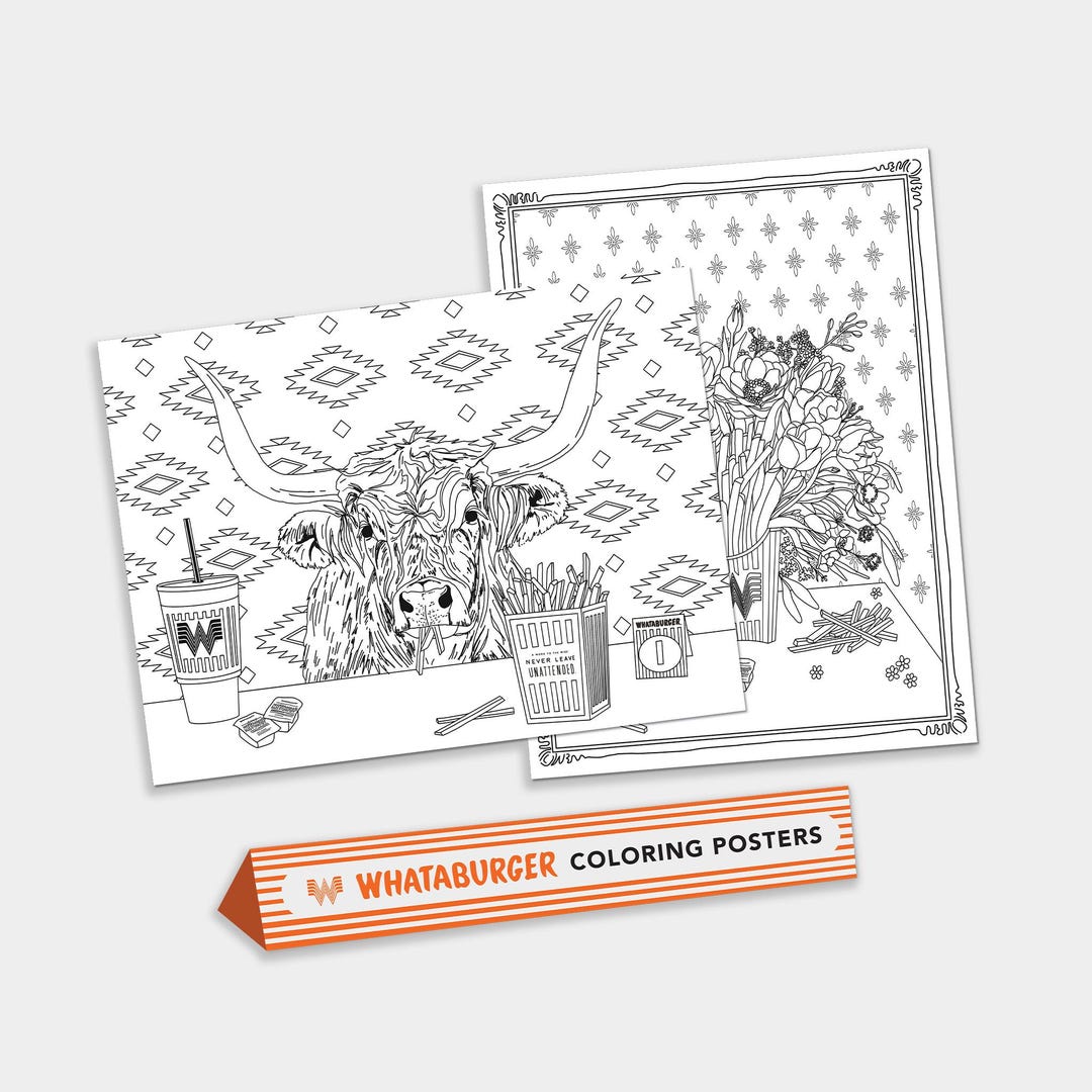 Whataburger Coloring Posters: Jumbo Food-themed Art, Set of 2 - Etsy