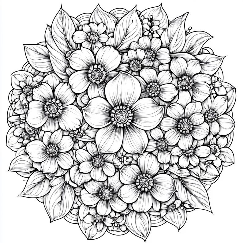 Floral Mandala Coloring Pages for Adults – 20 Printable Designs (PDF ...