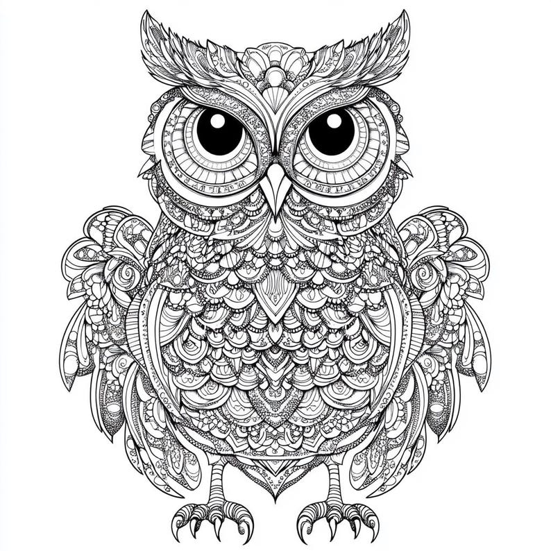 20 Mandala Owl Coloring Pages for Adults – Printable PDF, US Letter ...