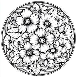 Floral Mandala Coloring Pages for Adults – 20 Printable Designs (PDF ...