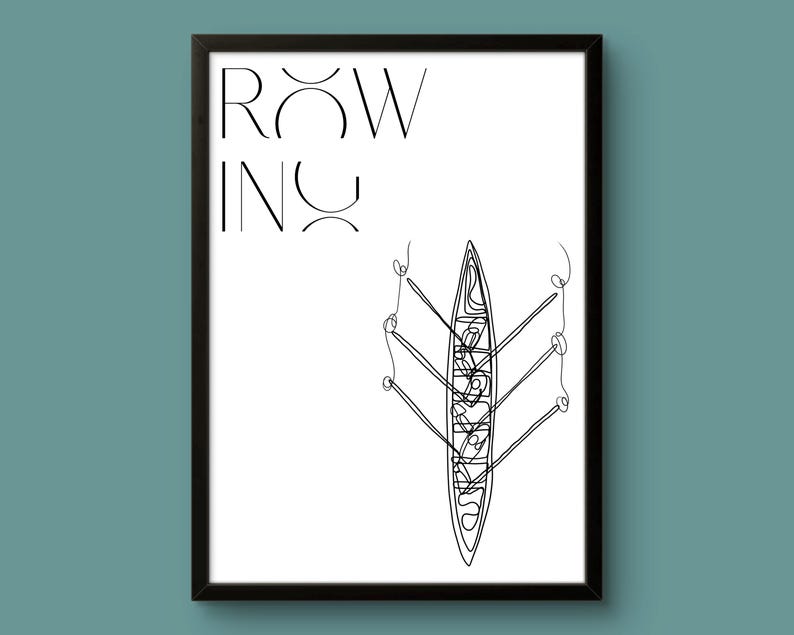 Rowing Art Print: Minimalist Line Drawing, Nautical Decor (digital ...