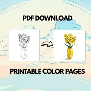 Flower Coloring Page for Kids | Printable Botanical Art | Instant ...