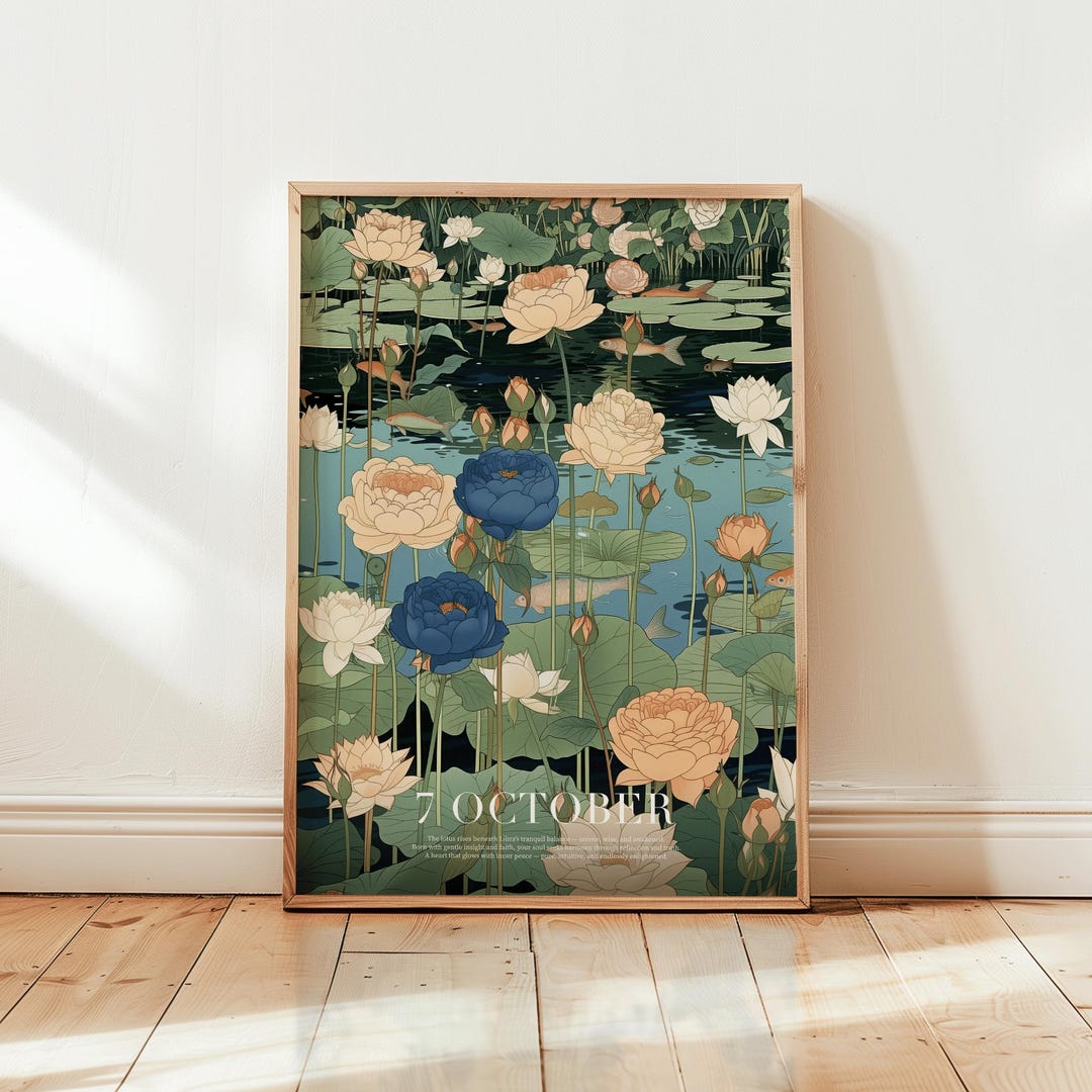 Birth Flower Wall Art, 7 October, Libra Zodiac, Digital Download - Etsy