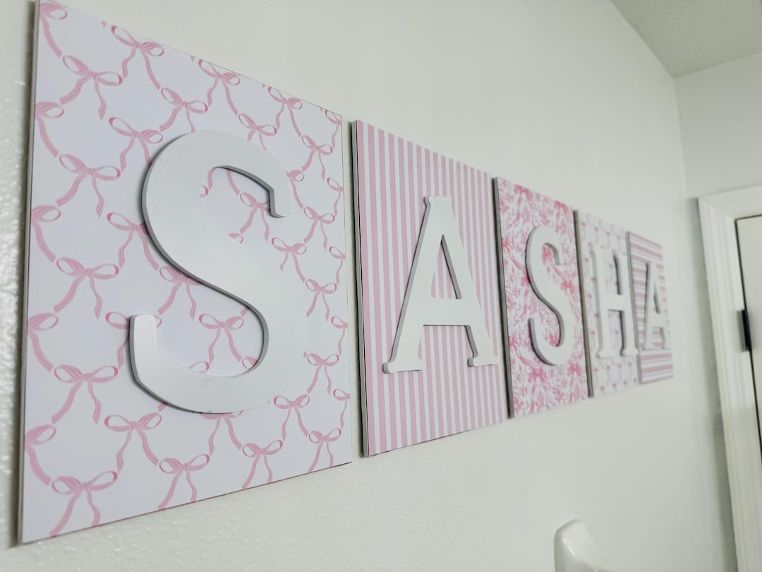 Personalized Pink Coquette Name Sign: Custom Nursery Decor - Etsy