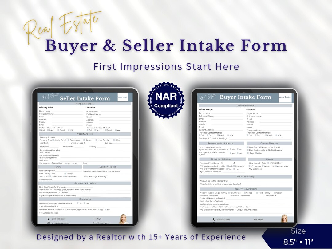 Real Estate Buyer & Seller Intake Form | Editable Canva Template ...