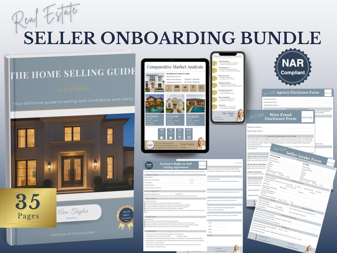Real Estate Agent Seller Onboarding Bundle: Editable Templates (NAR ...