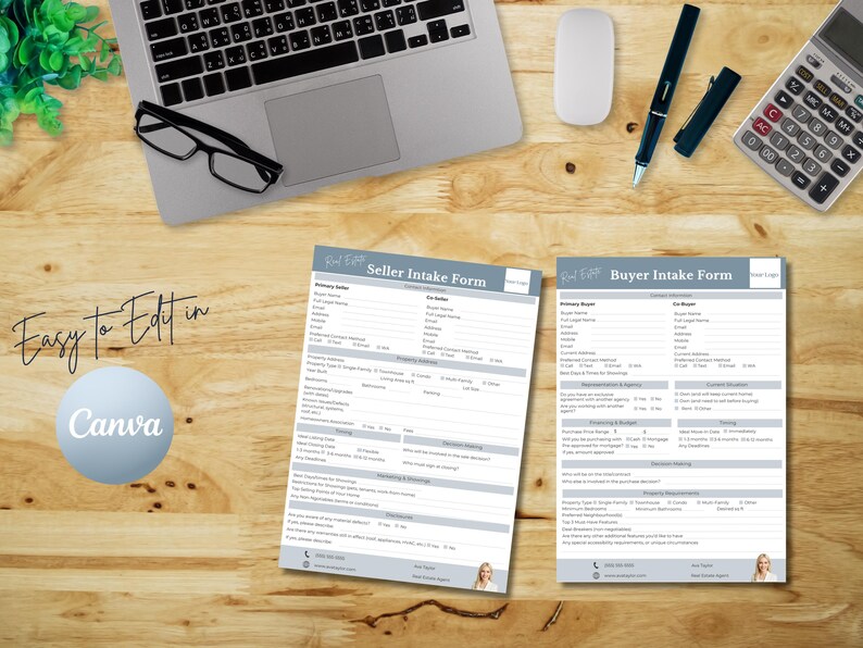 Real Estate Buyer & Seller Intake Form | Editable Canva Template ...