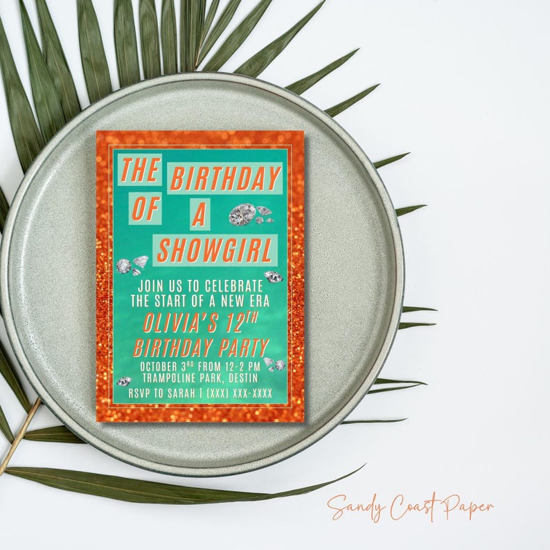 The Birthday of a Showgirl | Birthday Party Invitation Template ...