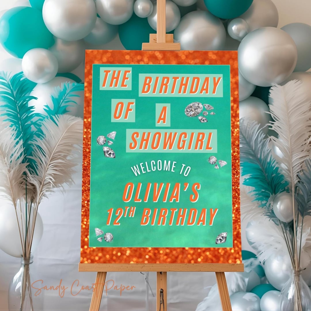 Showgirl Birthday Welcome Sign: Editable Canva Template (digital ...