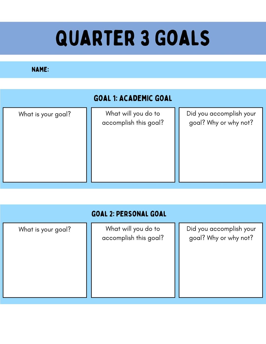 Quarterly Goal Setting Poster - Etsy