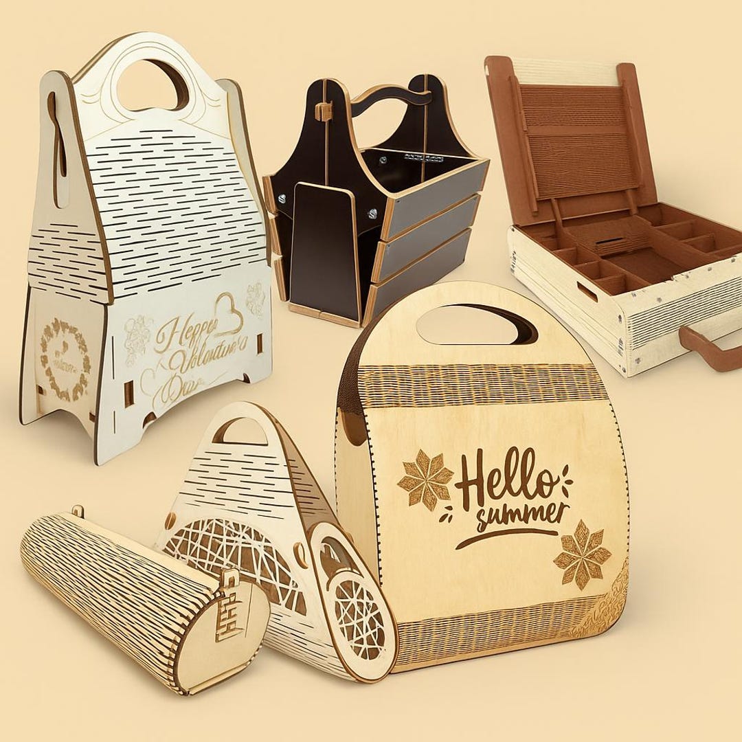 Wooden Portable Cases – 6 Models – Laser Cut Boxes & Suitcases ...