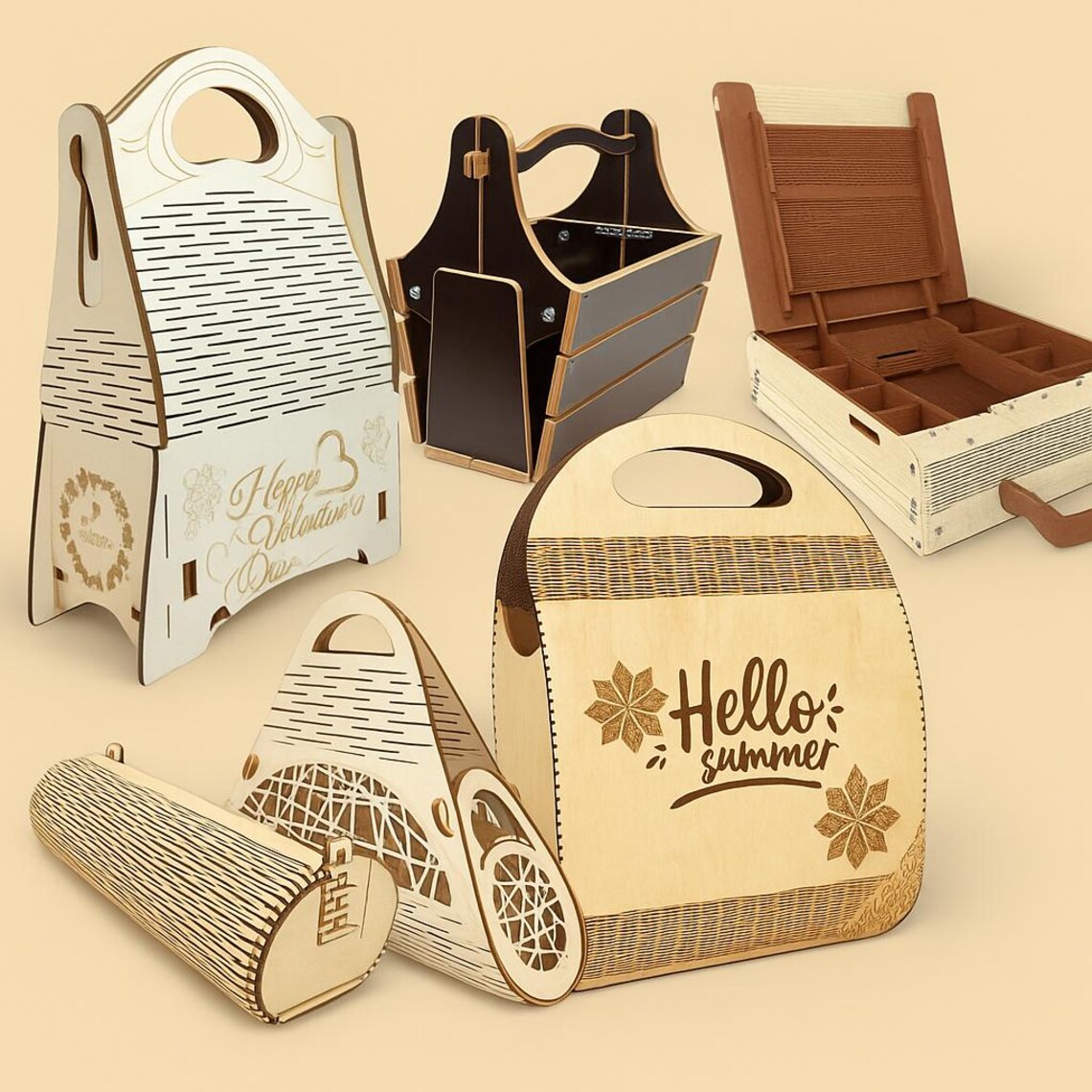 Wooden Portable Cases – 6 Models – Laser Cut Boxes & Suitcases ...