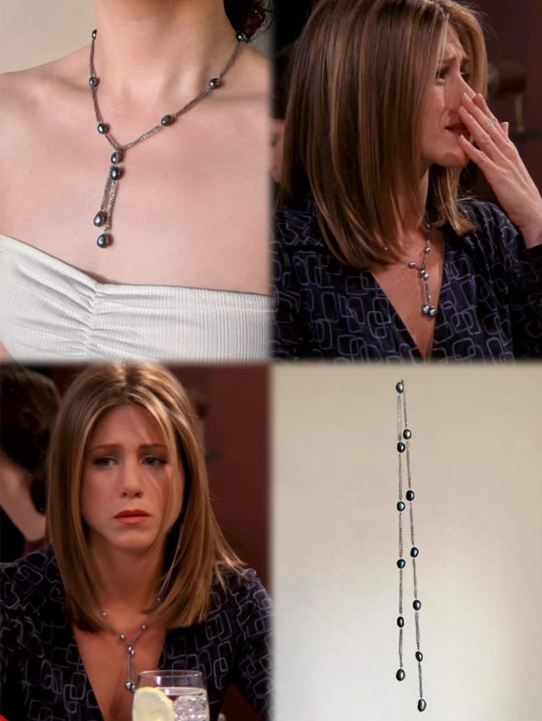 Rachel Black Pearl Necklace, Rachel Necklace in Friends TV Show, Gift ...