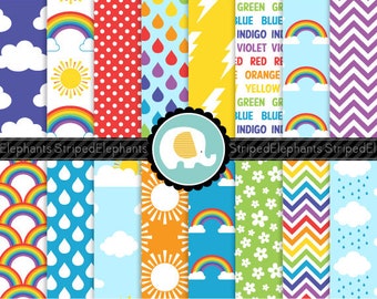 Weather Clipart Rainbow Clip Art Sun Clipart Rain | Etsy