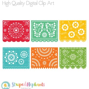 Papel Picado Clipart, Cut Files SVG, Printable Mexican Banners Clip Art ...