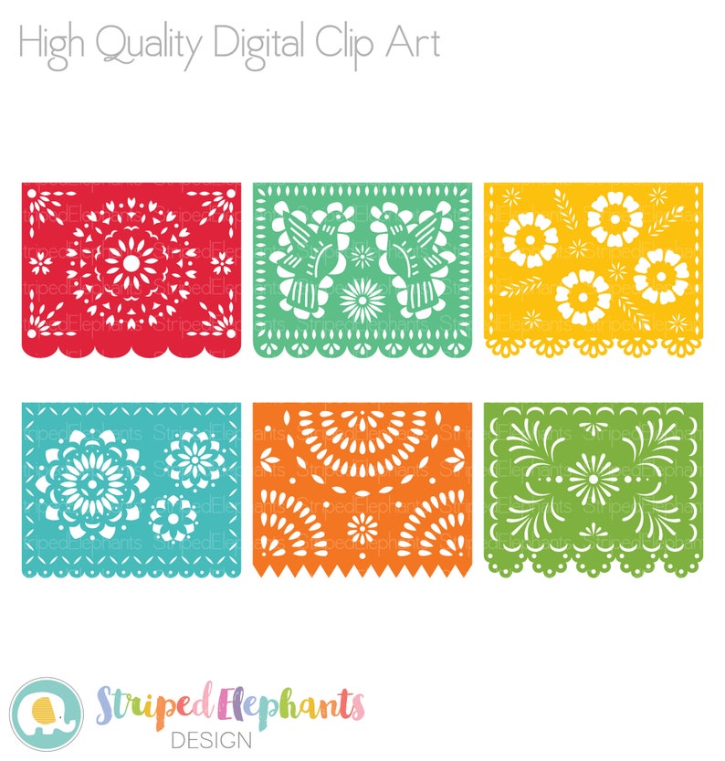 Papel Picado Clipart Cut Files SVG Printable Mexican Banners - Etsy