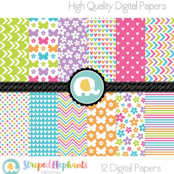 Girly Digital Paper - Etsy