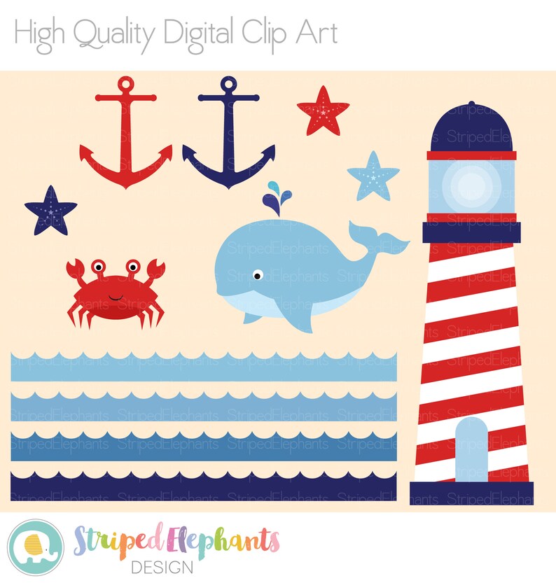 Nautical Clip Art Sail Boat Clipart Red and Navy Instant | Etsy