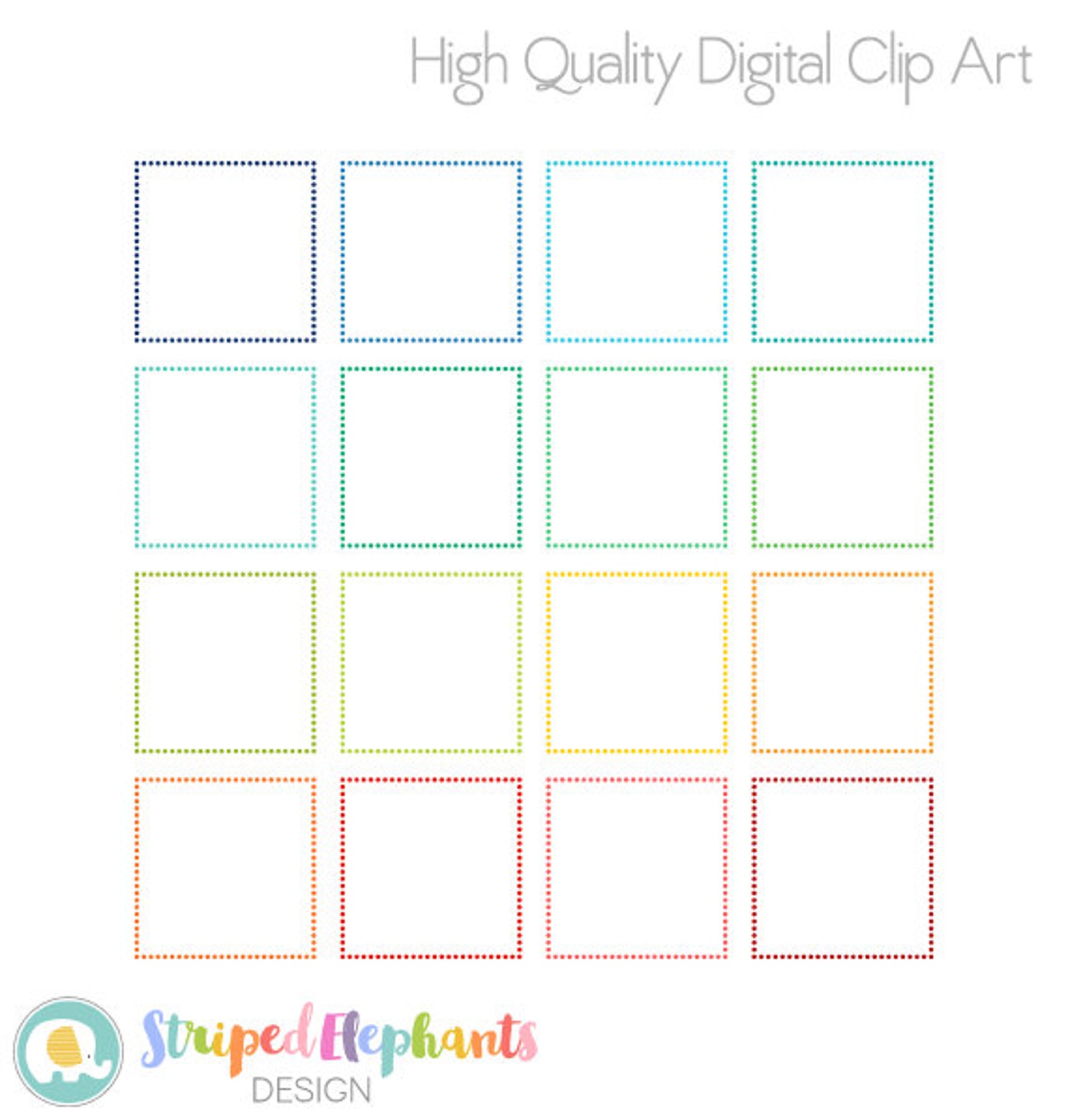 Dotty Square Digital Borders Clip Art Frames Instant Download ...