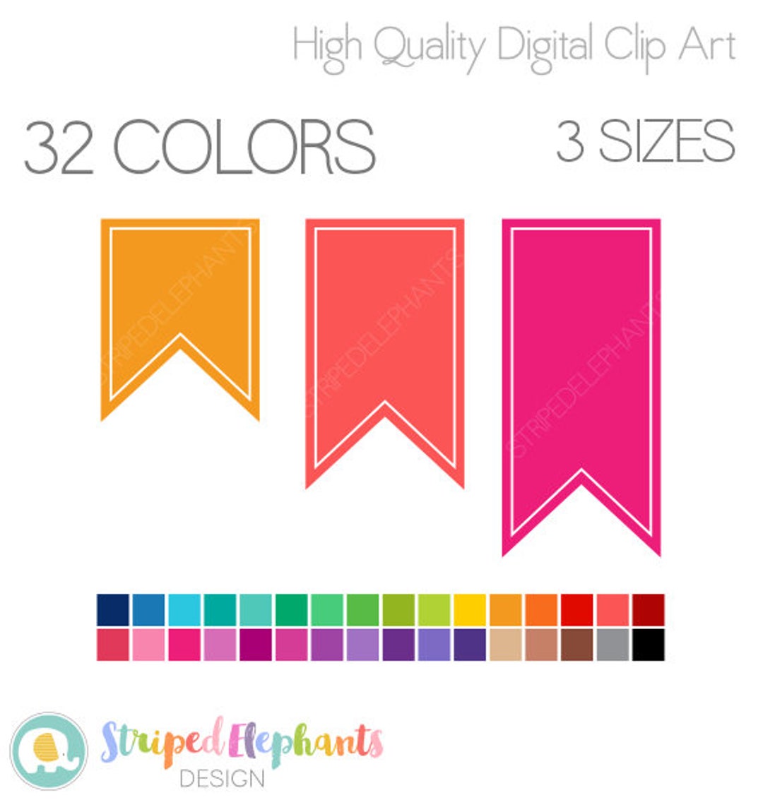 Banner Clip Art Flags Clipart Pennants Clipart Digital Clipart Instant ...