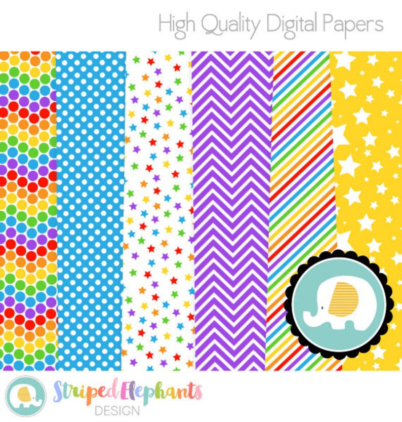 Rainbow Digital Paper Pack 2 Rainbow Digital Scrapbook Paper | Etsy