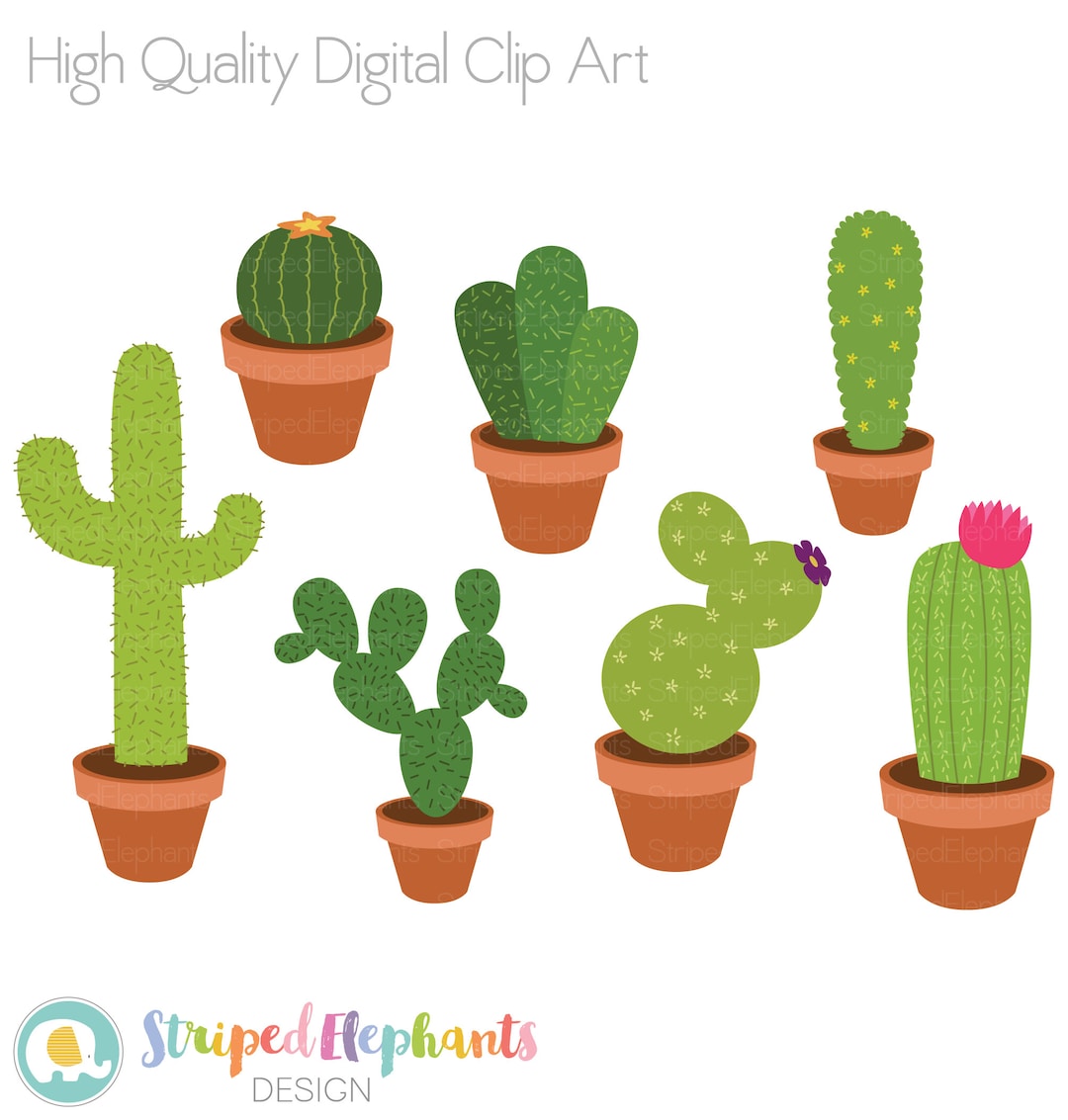 Cacti Clip Art, Cactus Clipart, Succulent Clip Art, Plants Clipart ...
