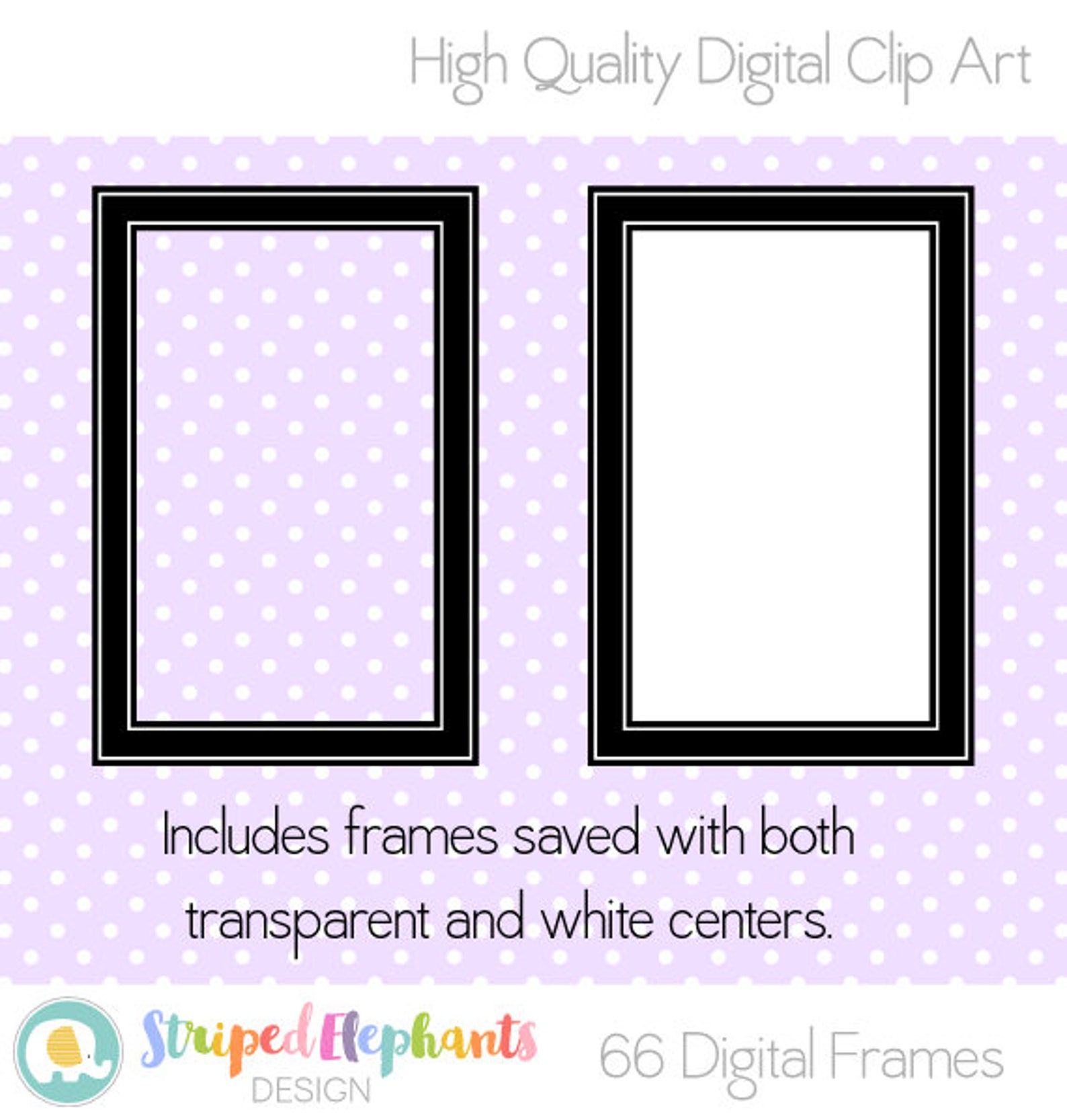 Double Line Rectangle Digital Frames Clip Art Frames - Etsy