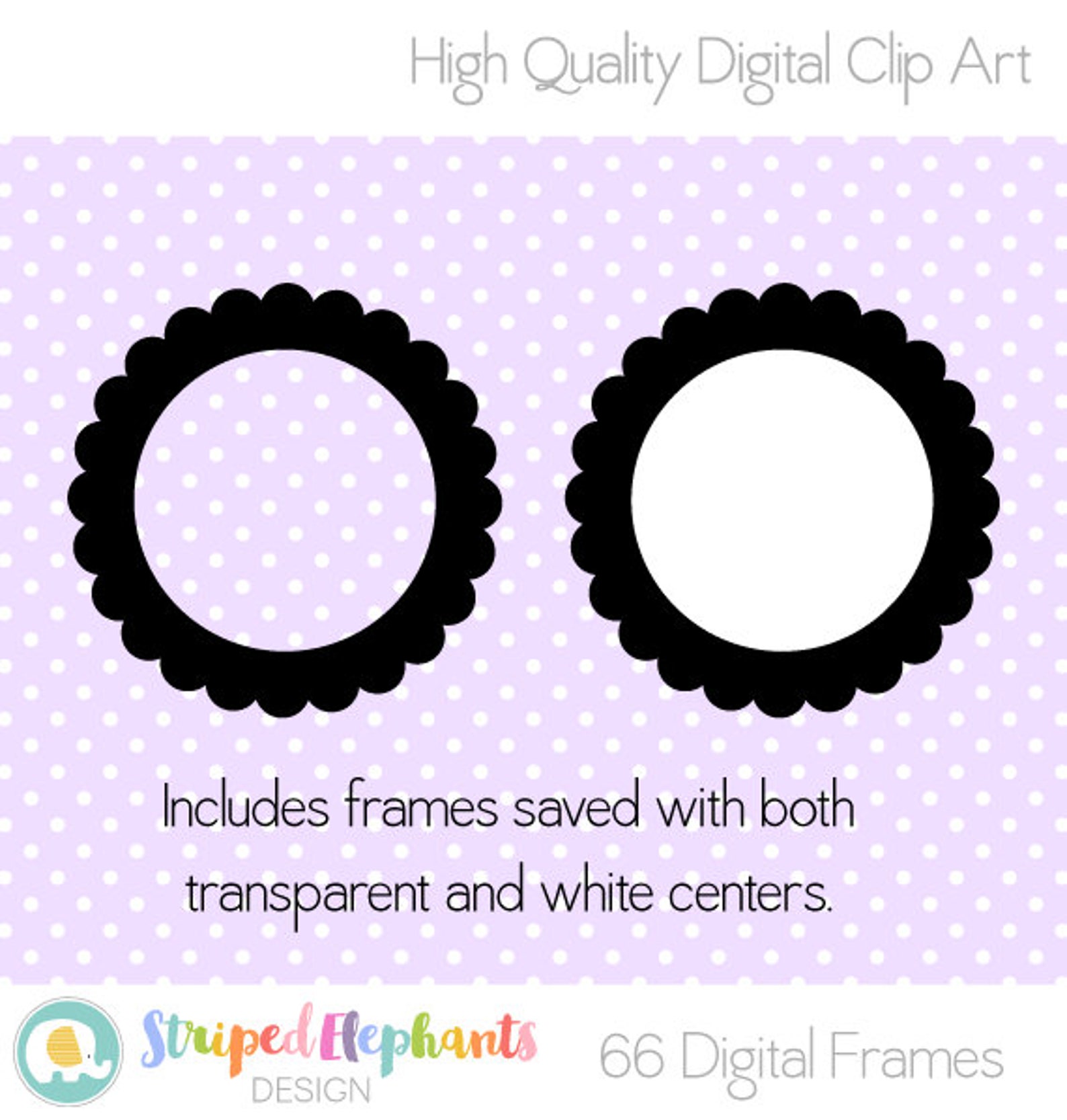 Scalloped Circle Frames Clipart Frames Digital Borders - Etsy