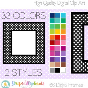 Polka Dot Square Digital Frames Printable Clipart Borders Clip Art ...