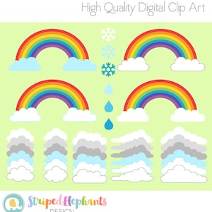 Weather Clipart Rainbow Clip Art Sun Clipart Rain | Etsy UK