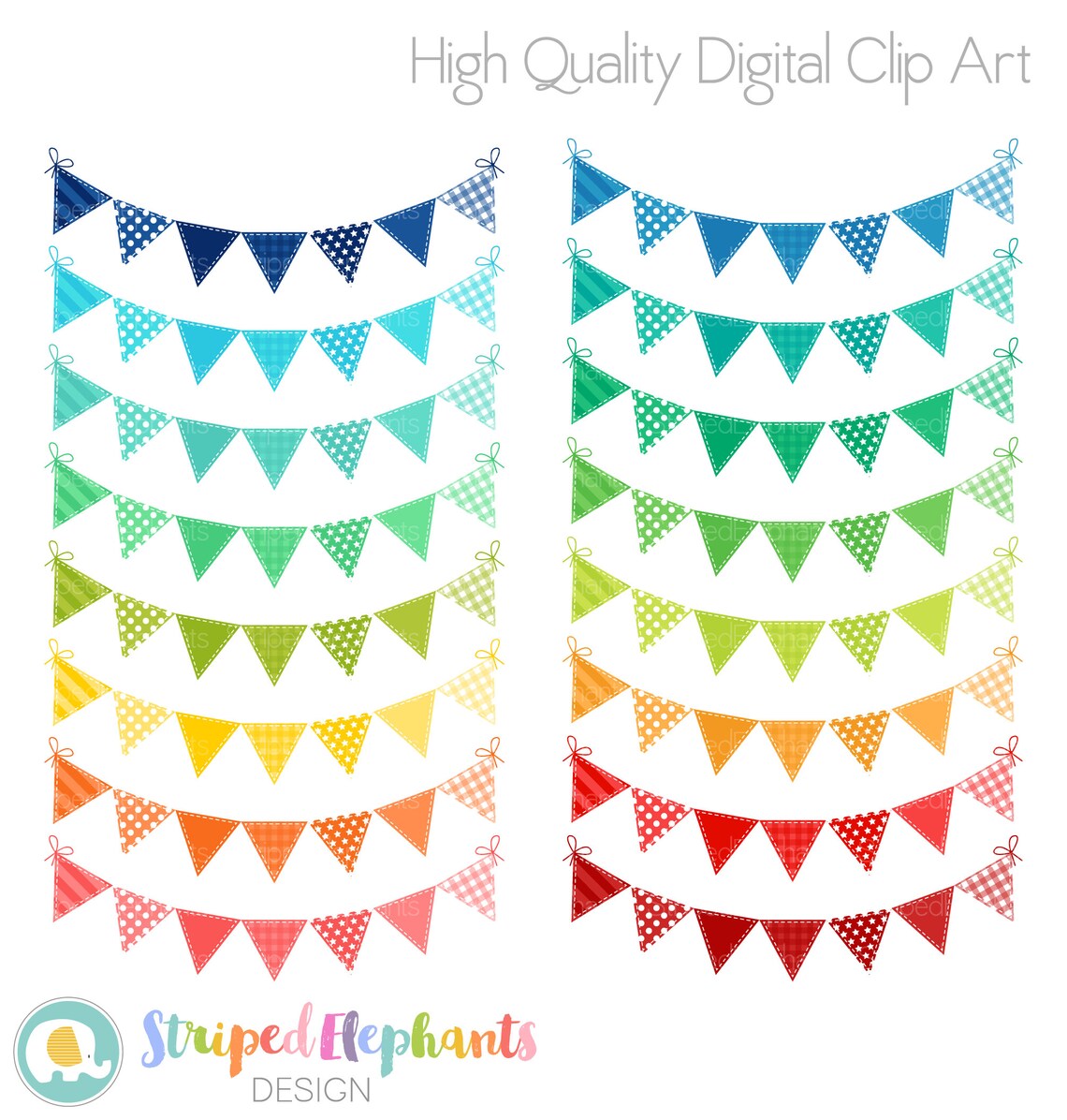 Colored Bunting Clip Art Rainbow Bunting Flags Clipart - Etsy
