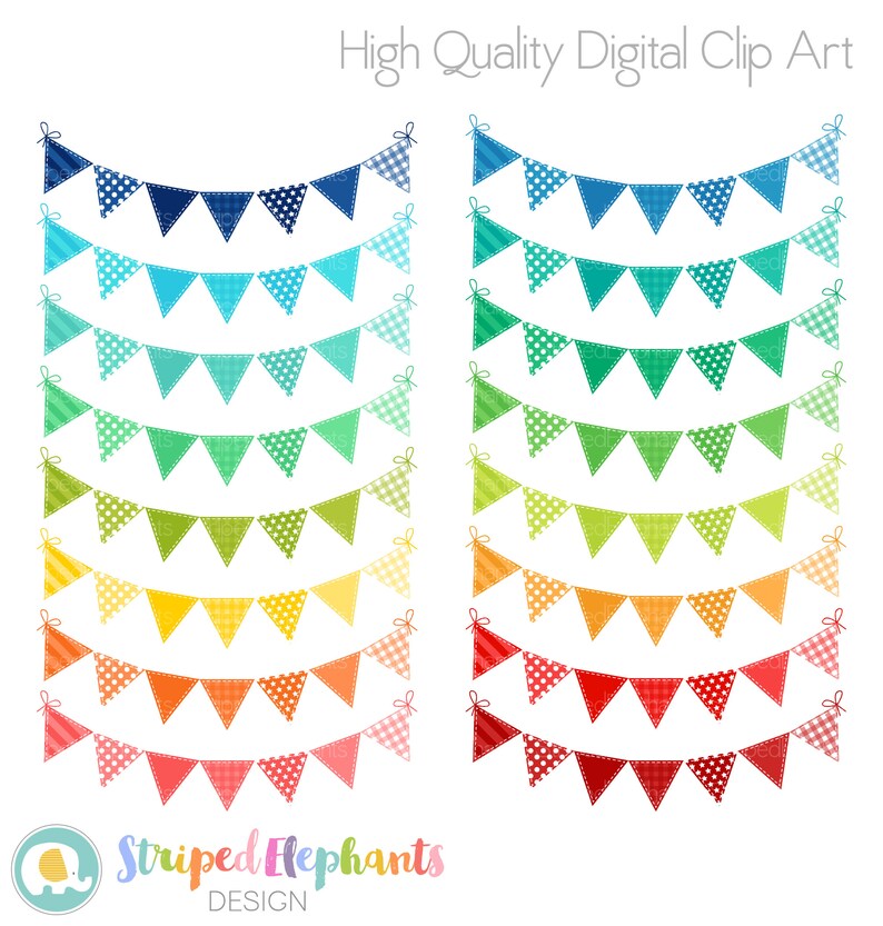 Colored Bunting Clip Art Rainbow Bunting Flags Clipart - Etsy