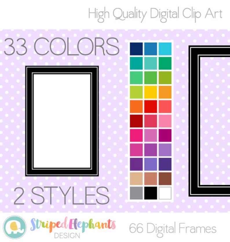 Double Line Rectangle Digital Frames Clip Art Frames - Etsy