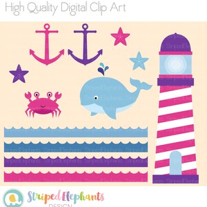 Nautical Clip Art Sail Boat Clipart Pink and Purple Instant Download - Etsy