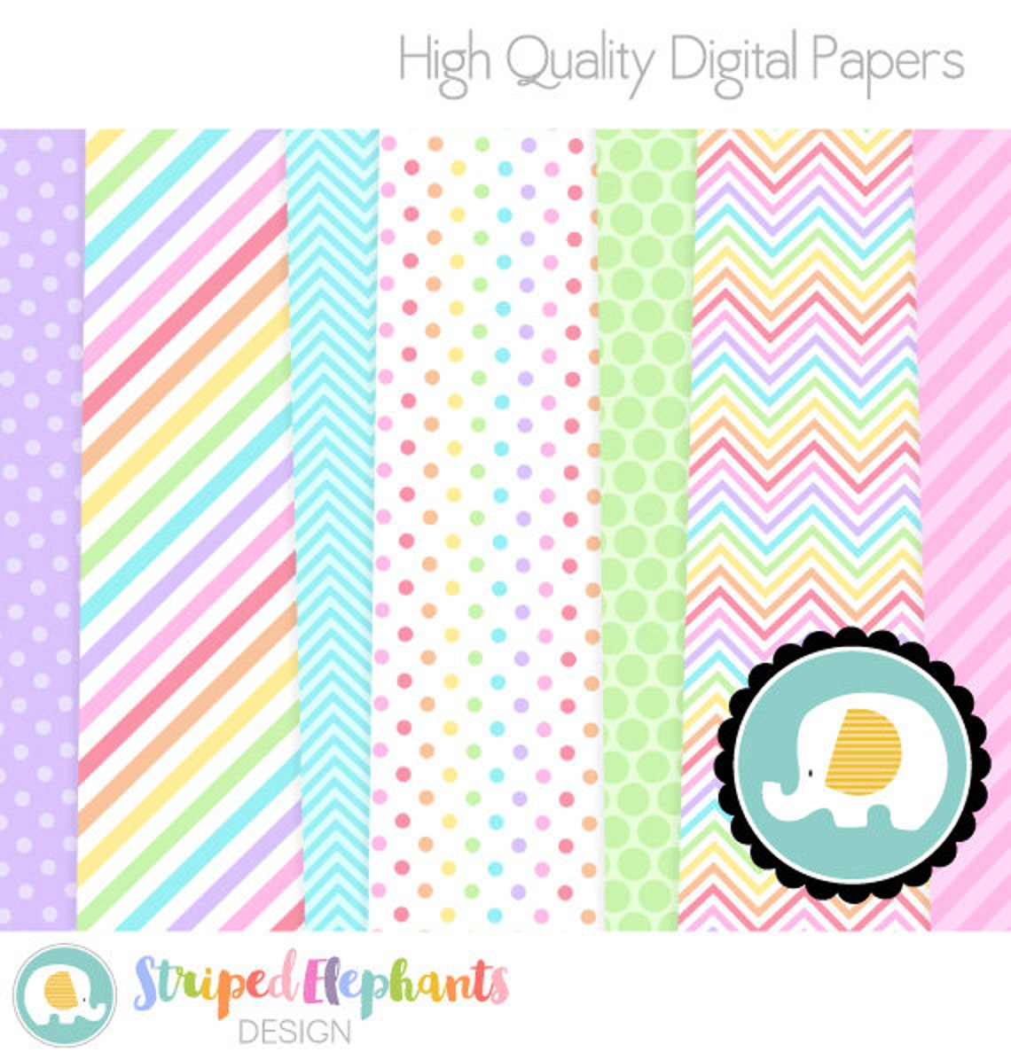 Pastel Rainbow Digital Paper Pack Clipart Paper Instant - Etsy