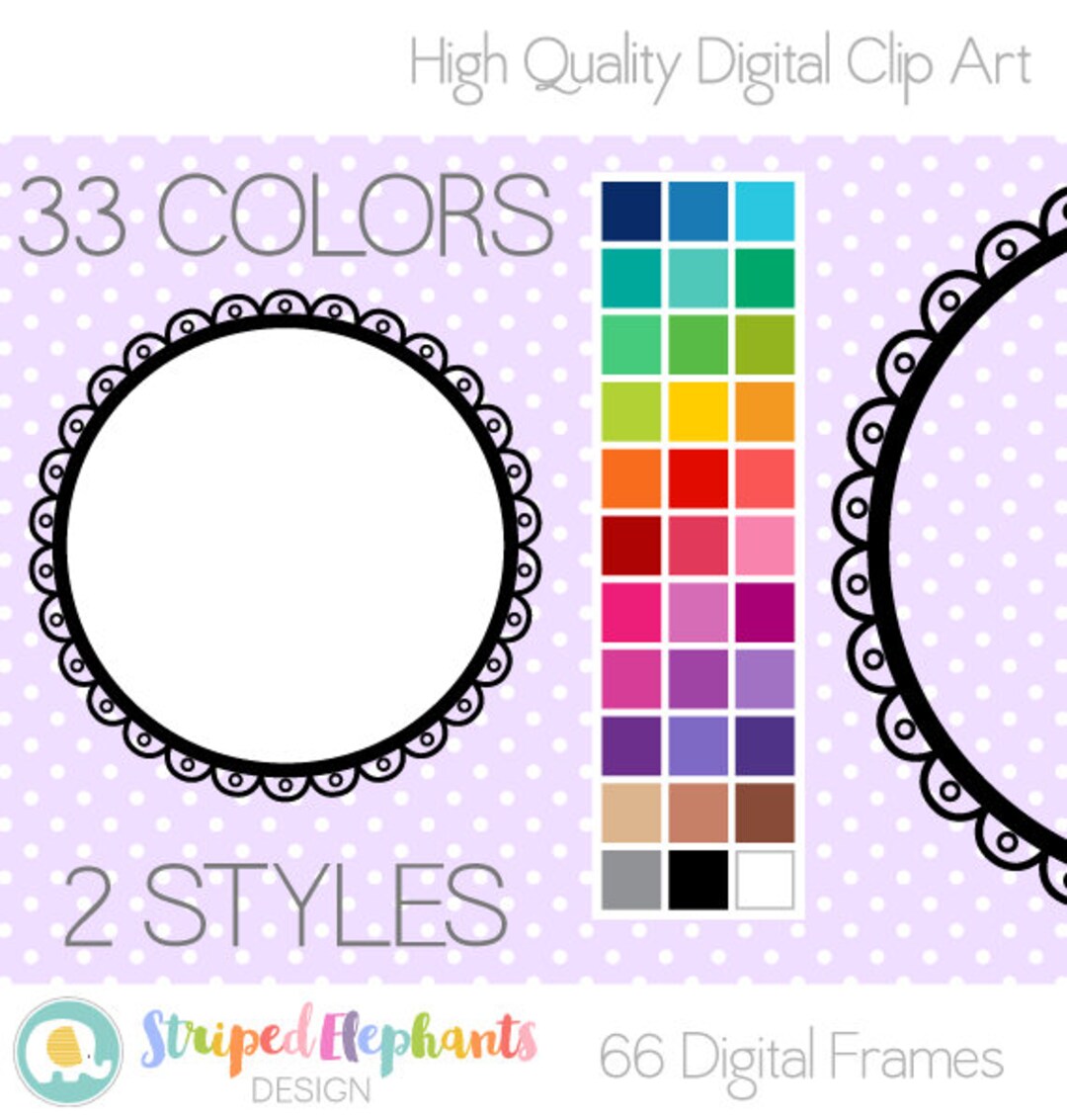 Cutout Scalloped Circle Digital Frames 3 Clipart Digital Frames Instant ...