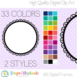 Cutout Scalloped Circle Digital Frames 3 Clipart Digital Frames Instant ...