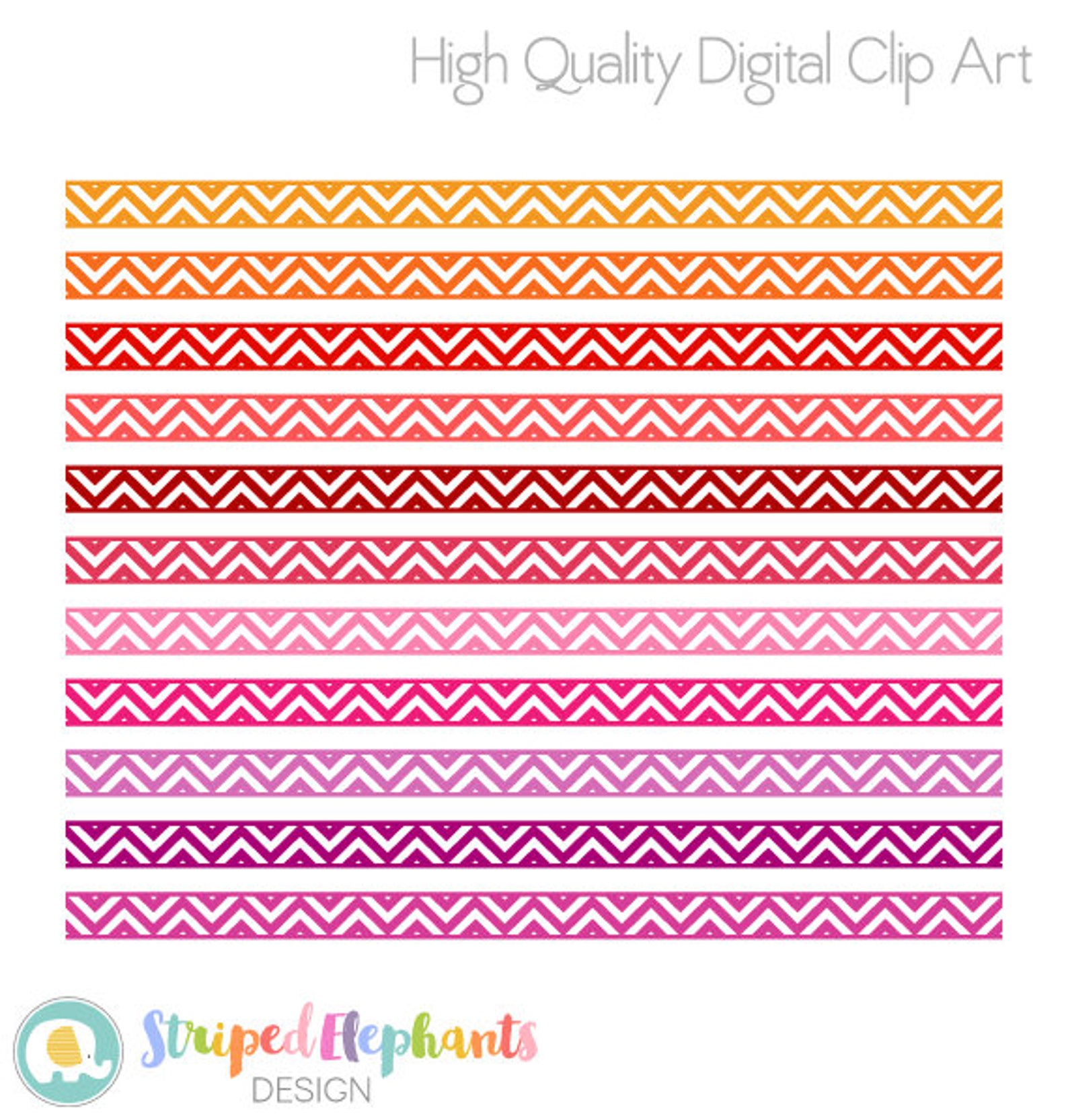 Chevron Digital Borders Zigzag Clipart Edging Instant - Etsy