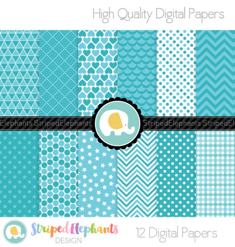Aqua Digital Paper Pack Turquoise Digital Scrapbook Paper - Etsy